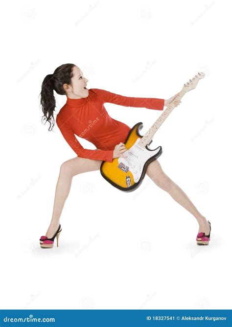 Sexy Young Female Posing With Guitar Stock Image Image 18327541