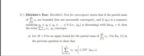 Solved Dirichlet S Test Dirichlet S Test For Chegg Com