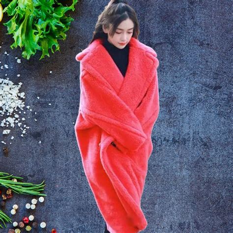Cheap Long Teddy Bear Jacket Coat Women Winter Thick Warm Oversized