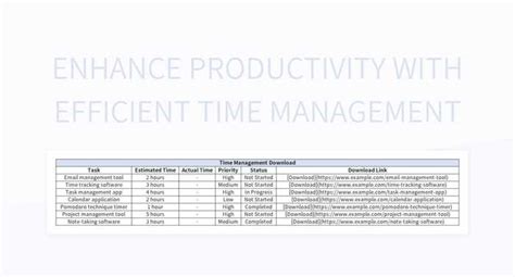 Enhance Productivity With Efficient Time Management Excel Template