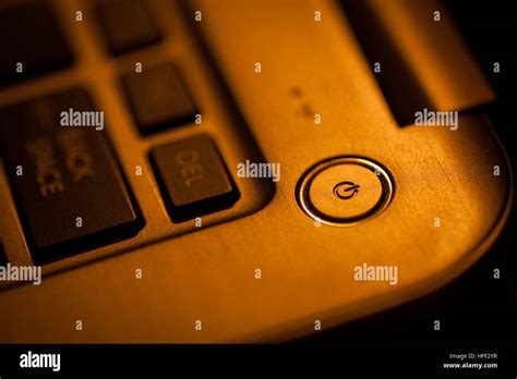 Close Up Shot Of A Laptop Power Button Stock Photo Alamy