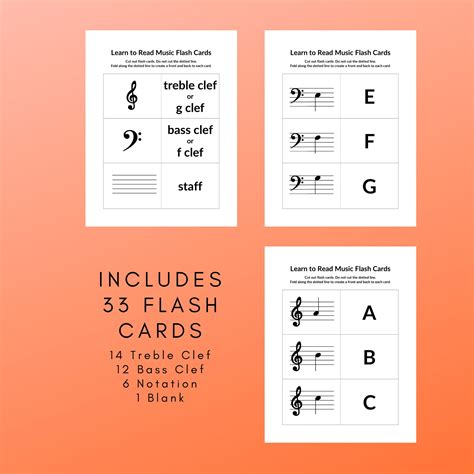 Note Reading Flash Cards Printable Flash Cards To Learn To Read Music Etsy