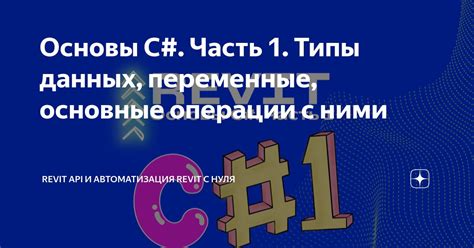 Основы C Часть 1 Типы данных переменные основные операции с ними Revit Api и