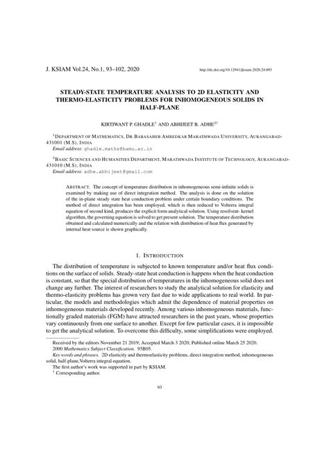 Pdf Steady State Temperature Analysis To 2d Elasticity And Thermo Elasticity Problems For