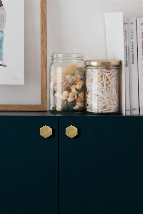 Solid Brass Hexagon Cabinet Knobs Kitchen Knobs Gold Drawer Etsy