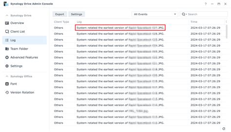 In Synology Drive Admin Console The Log Says My Files Were Rotated By The System What Does