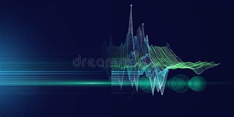 Abstract Background Contain Color Wireframe And Blurred Lines On Blue Big Data Stock