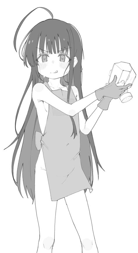 S Tachikawa Nobuo Original Absurdres Commentary Highres Girl Q Ahoge Apron Bare