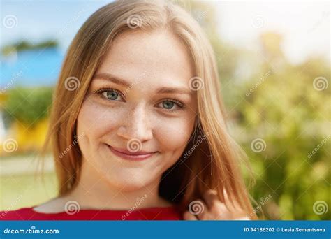 Dimples And Freckles Very Cute Smiling Brunette Girl Stock Image 135858583