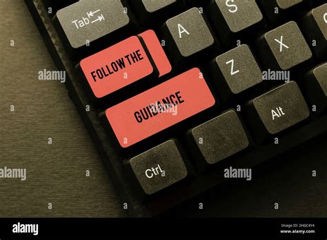 Text Sign Showing Follow The Guidance Business Concept Controlling A Course Of Projectile By