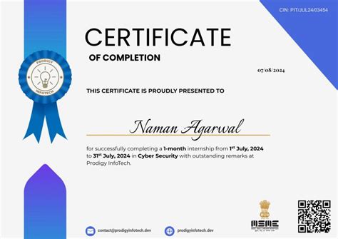 Naman Agarwal On Linkedin Cybersecurity Internship Prodigyinfotech