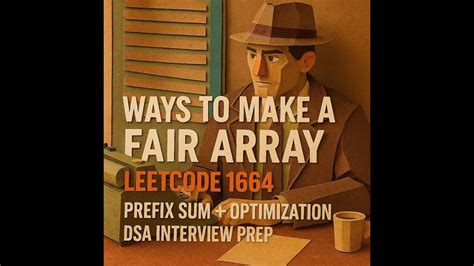 Ways To Make A Fair Array Leetcode 1664 Prefix Sum Optimization Dsa Interview Prep Youtube