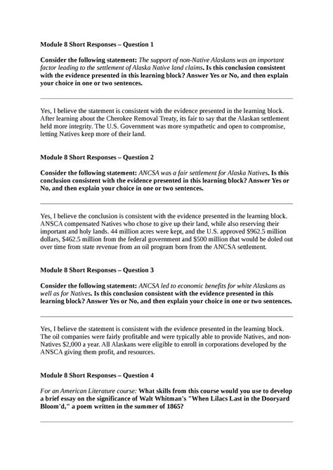 Module 8 Short Responses Module 8 Short Responses Question 1 Consider The Following