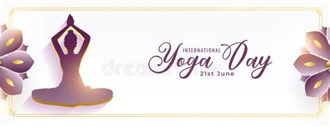 Stylish And Shiny International Yoga Day Poster With Flower Decoration