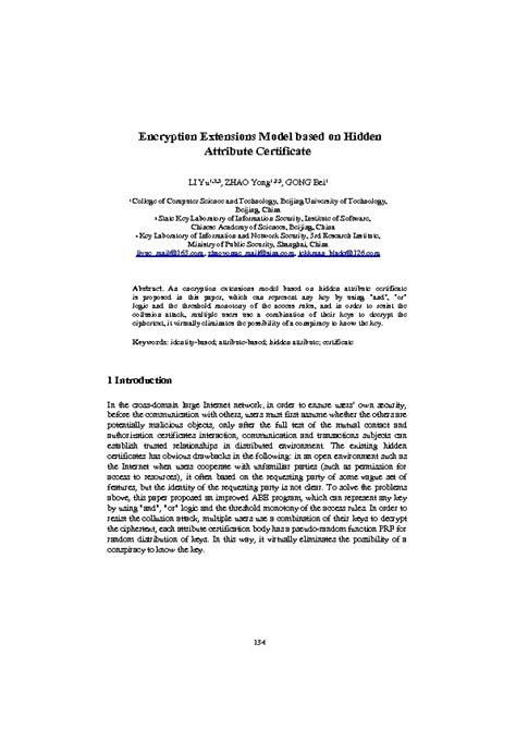 Encryption Extensions Model Based On Hidden Attribute Certificate