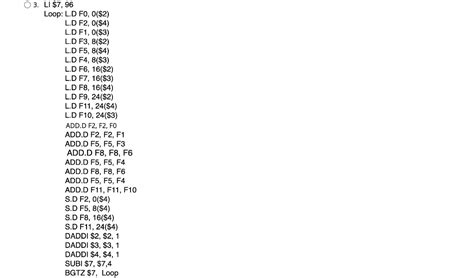 Solved What Is The Correct Unrolled Mips Version Of The Code