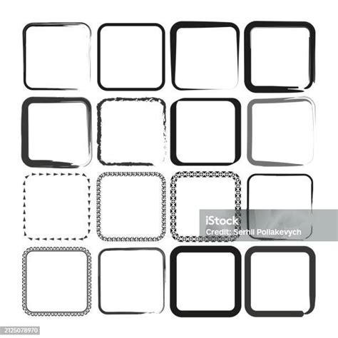 다양 한 사각형 프레임이 세트 굵고 패턴이 있는 테두리 벡터 일러스트 레이 션입니다 주당순이익 10 가장자리에 대한 스톡 벡터 아트 및 기타 이미지 Istock