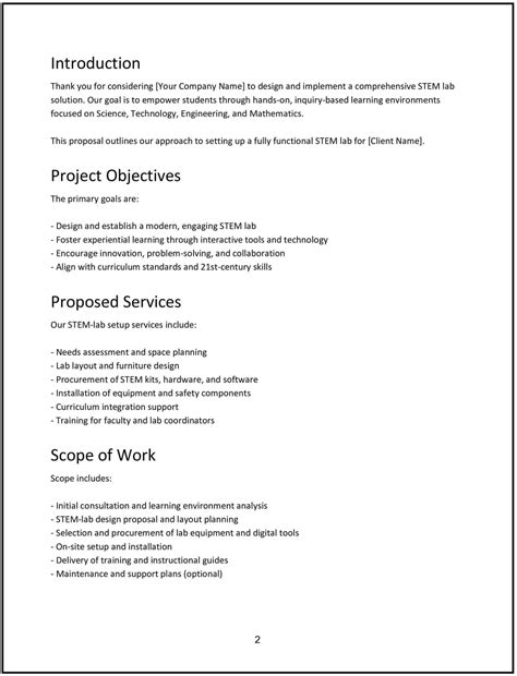 Stem Lab Setup Proposal Free Template
