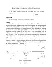 Lab 6 For Collisions In Two Dimensions Mechanics PHYS 101 Docsity