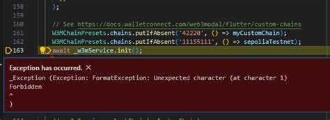 Unexpected Char Foridden · Issue 46 · Walletconnectweb3modalflutter
