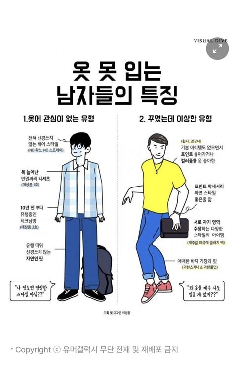 옷 못 입는 남자들의 특징‥ 남자 관리 재미있는 문구 남자들