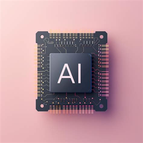 Chip Processor With Sigh In Neon Light 3d Render 3d Illustratio Premium Ai Generated Image