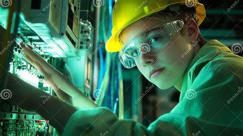 Female Technician Working On Circuit Board Electronics Repair Engineering Stock Image Image Of