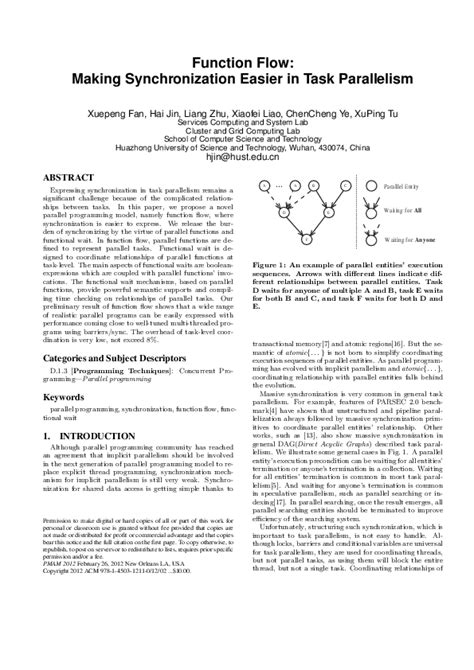 Pdf Function Flow Making Synchronization Easier In Task Parallelism