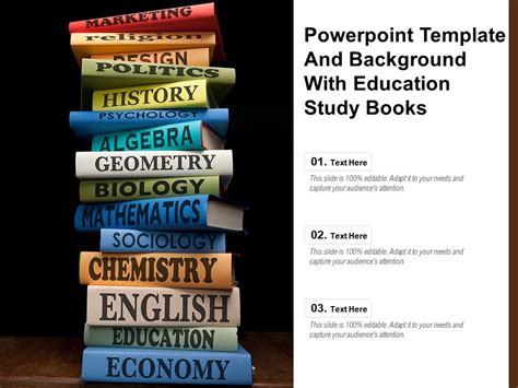 Powerpoint Template And Background With Education Study Books Presentation Graphics