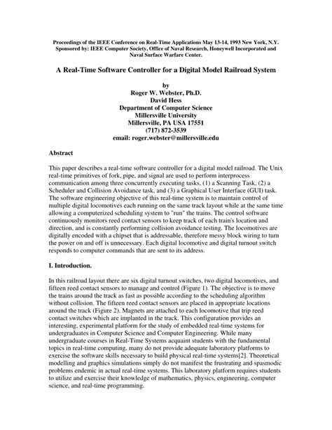 Pdf A Real Time Software Controller For A Digital Model Railroad System