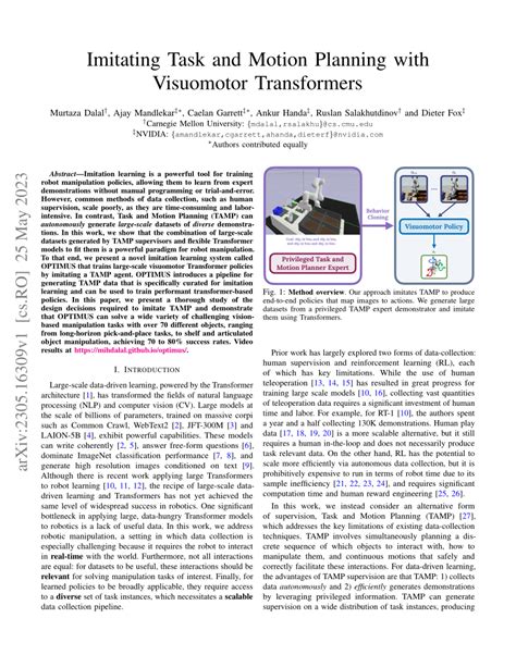 Pdf Imitating Task And Motion Planning With Visuomotor Transformers
