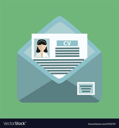Envelope With A Cv On The Green Background Vector Image