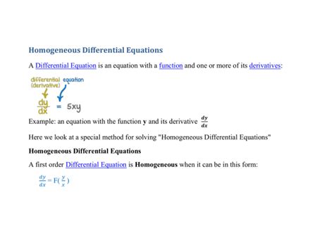 Homogeneous Diff Eqns