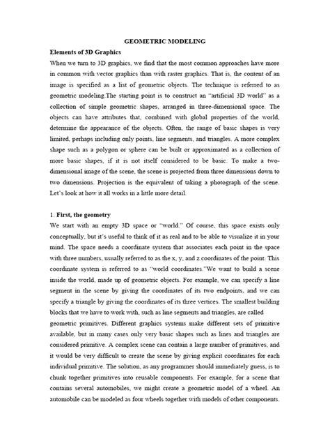 Geometric Modeling Pdf 3 D Computer Graphics 2 D Computer Graphics