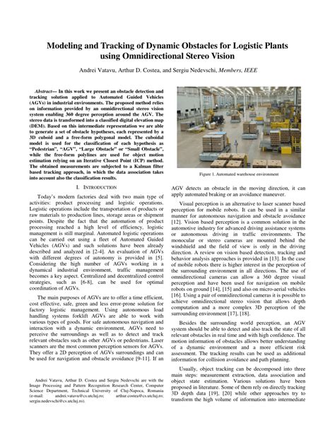 Pdf Modeling And Tracking Of Dynamic Obstacles For Logistic Plants Using Omnidirectional
