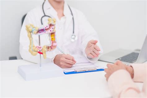 Elderly Woman Patient Consultation With Doctor For Colon Disease Large Intestine Colorectal