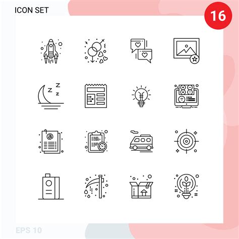 set of 16 vector outlines on grid for nature foggy chat photo favorite editable vector design