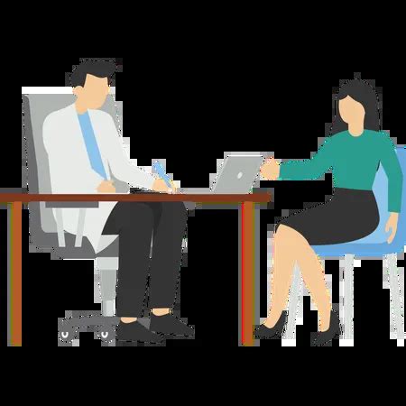 Patient Sitting In Doctor Consultation Room Illustration Free