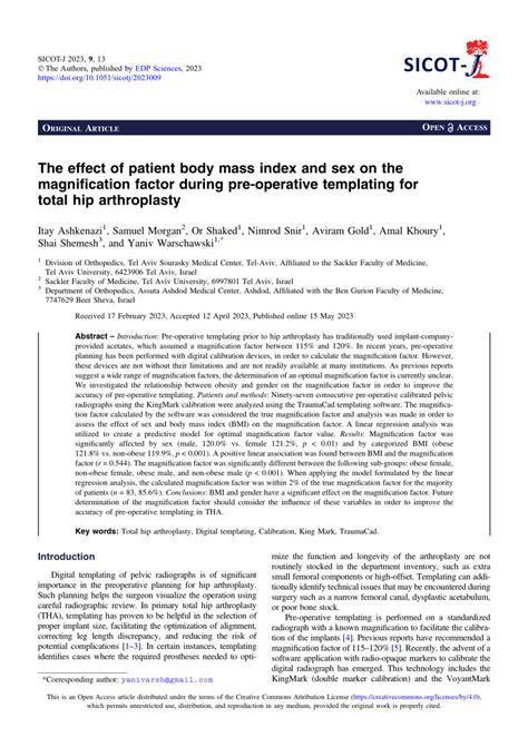 Pdf The Effect Of Patient Body Mass Index And Sex On The