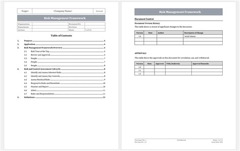 Enterprise Risk Management Framework Template Itsm Docs Itsm Documents And Templates