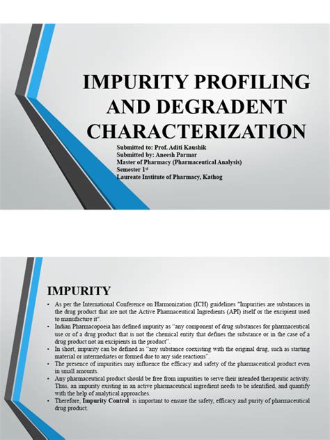 Impurity Profiling And Degradent Characterization Pdf Mass