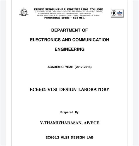 Vlsi Design Laboratory Manual Vlsi Design Lab Manual