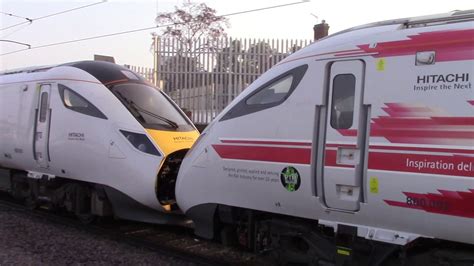 Hitachi Class 800s 800001 And 800002 Arrive Into Doncaster 14217