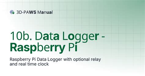 Data Logger Raspberry Pi 3d Paws Manual