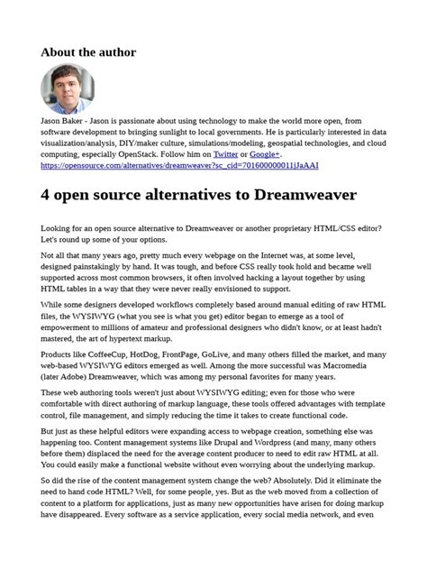 4 Open Source Alternatives To Dreamweaver Pdf