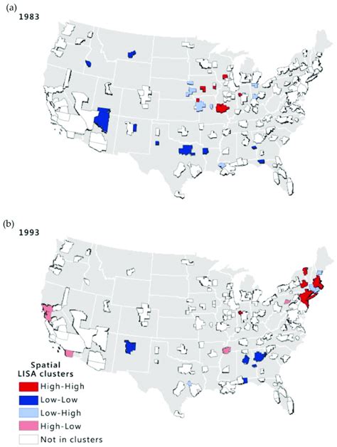 Spatial Lisa Local Indicators Of Spatial Association Cluster Maps In