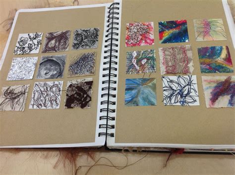 Mark Making Unit Surfaces Within Nature CNC Student A Level Textiles Sketchbook Gcse Art