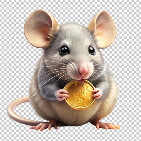 Little Gray Mouse Nibbles On A Gold Coin Premium Ai Generated Psd
