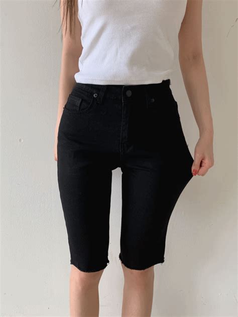 온마이원 히든밴딩 군살커버 타비 스판 바이커 컷팅 5부 코튼 팬츠