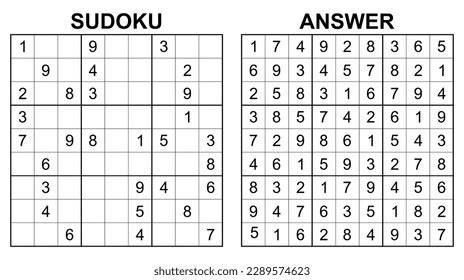 Vector Sudoku Answer Educational Game Numbers Stock Vector Royalty Free Shutterstock